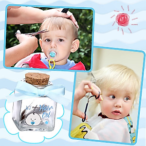 Eaasty 2 Pieces Baby Keepsake Box Glass Baby Tooth Box Baby Memory Box First Curl Baby Teeth Keepsake Box First Haircut Keepsake Holder for Boys and Girls (Blue, Boy Style)