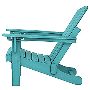 SERWALL 5-Piece Adirondack Chair and Ottoman and Table Set, Weather Resistant Adjustable Backrest Adirondack Chair with Ottoman and Side Table, Adirondack Chair for Backyard, Garden, Deck, Cyan Blue