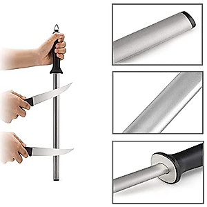 10 InchKnife Sharpener Rod, Professional Knife Sharpening Steel Honing Steel Tool for Home Hotel Restaurant Kitchen