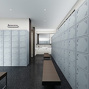 BYNSOE Metal Locker 2 Doors 71" Employees Locker Storage Cabinet Locker School Hospital Gym Locker Requires Assembly (Grey, 2 Doors)