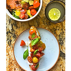 Mora Ceramic Dinner Plates, Salad Plates, Cereal Bowls Bundle. Microwave, Oven and Dishwasher Safe, Scratch Resistant, Modern Dinnerware - Assorted Colors