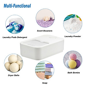 Gnjoyxuan Laundry Pods Container, Laundry Detergent Dispenser with Sliding Lid, Dishwasher Pod Container Holder for Laundry Organization and Storage, Large