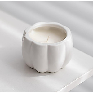 123Arts Ceramic Pumpkin Candle Holder with Lid, Halloween Decorative Ornament,Without Candle