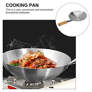 Hemoton Egg Frying Pan Woks & Stir-fry Pans Stainless Steel Wok Pan Stir Fry Pans Chinese Cooking Pan with Handle for Home Professional Cooking Outdoor 30CM Wok Stainless Steel Stock Pot