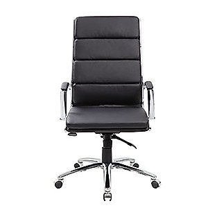 Boss Office Products CaressoftPlus Executive Chair, Traditional, Metal Chrome Finish 30D x 27W x 42H in