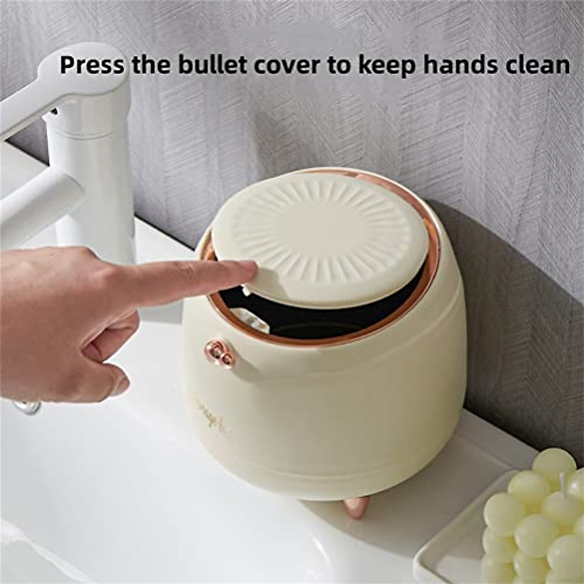 AIWE7D 0.4 Gallon Small Trash Can Kitchen Garbage Can Mini Bathroom Trash Cans with Lid Waste Basket for Office Bedroom Desktop Waste Bin (OD Green)