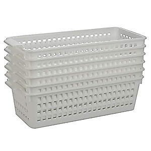 Fiazony 6-Pack Small Plastic Storage Baskets/Trays Organizer, White