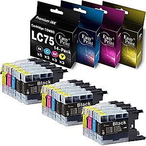 EASYPRINT Compatible Ink Cartridge Replacement for Brother LC-75 LC75 LC71 Used for MFC-J6910CDW/ J6710CDW/ J5910CDW/ J825N; DCP-J525N/ J540N/ J740N, (5 Black, 3 Cyan, 3 Magenta, 3 Yellow, 14 Pack)