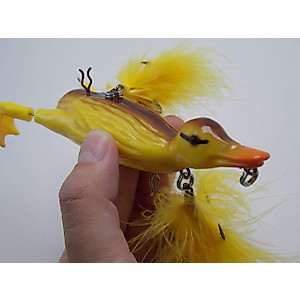 CATCHSIF Topwater Orange Duck Hard Fishing Lures with Rotating Flippers 1PK_AB
