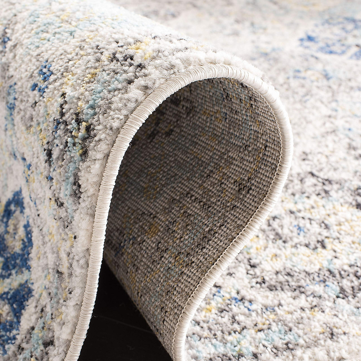 SAFAVIEH Madison Collection Runner Rug - 2'3" x 10', Ivory & Aqua, Boho Chic Distressed Design, Non-Shedding & Easy Care, Ideal for High Traffic Areas in Living Room, Bedroom (MAD611A)