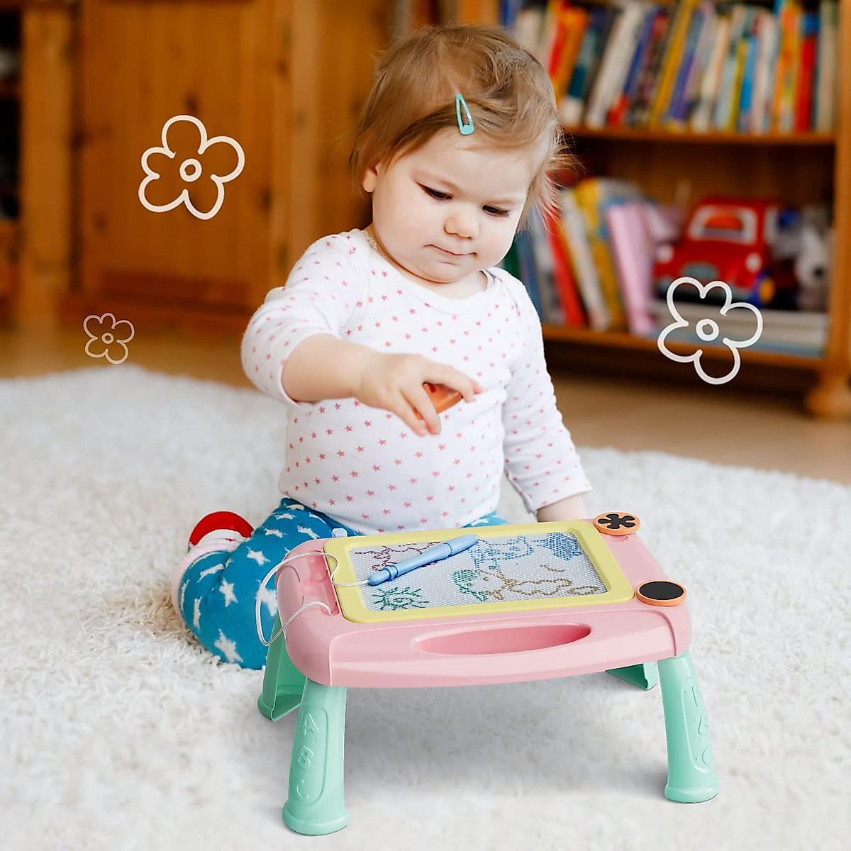 Matesy Toddler Toys for 1-2 Year Old Girls Gifts, Magnetic Drawing Board for Kids Girls Age 1 2 3 Year Old Girl Birthday Gifts, Doodle Board Drawing Pad for Toddler Girls Toys Age 1-2-4