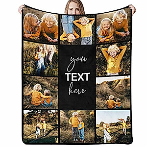 D-Story Custom Blanket Personalized Blanket with Photos Text Customized Picture Throw Blanket for Adult Kids Friends for Birthday Christmas Halloween Valentines, Memorial Gift, 10 Photos,5 Sizes