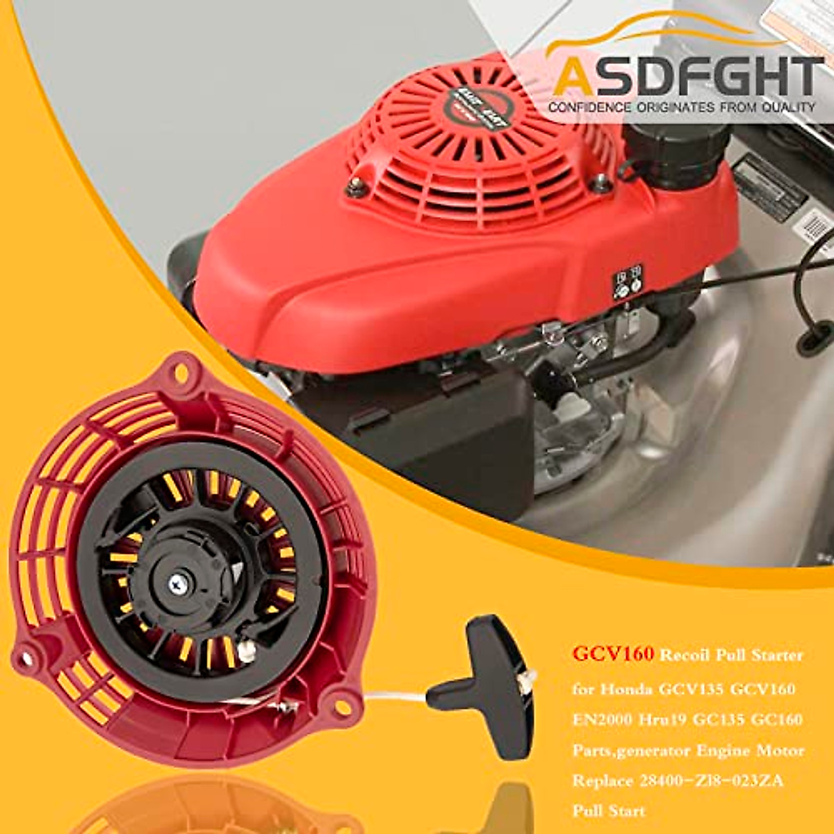GCV160 Pull Start Recoil Starter Fit for Honda GCV135 GCV160 EN2000 Hru19 GC135 GC160 Parts Generator Engine Motor Replace 28400-Zl8-023ZA GCV160 Recoil Pull Starter
