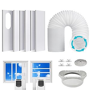 Estoder Portable Air Conditioner Window Vent Kit with 5.9" Exhaust Hose (Length Up To 79”), Universal Portable AC Duct Kit with Coupler, Adjustable Window Seal for Sliding Vertical & Horizontal Window