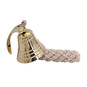 2" Polished Brass Bell Quality Marine Wall Mounted Ship Hanging Bell Perfect for Dinner, Indoor, Outdoor, School, Bar, Reception, Last Order & Church by The Metal Magician