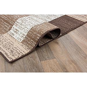 Rugshop Contemporary Distressed Boxes Soft Area Rug 5' x 7' Brown