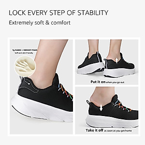 STQ Slip on Sneakers for Women Lightweight Walking Shoes for Workout Indoor Gym Running Black Multi US 7.5