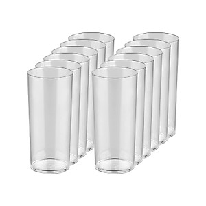 Premium Quality Plastic Drinking 8.1-ounce Glasses, Clear, Unbreakable Polycarbonate Highball Tumblers for Water, Juice, Cocktails, Dishwasher Safe, Tall for Indoor Outdoor Use, Reusable (Set of 12)