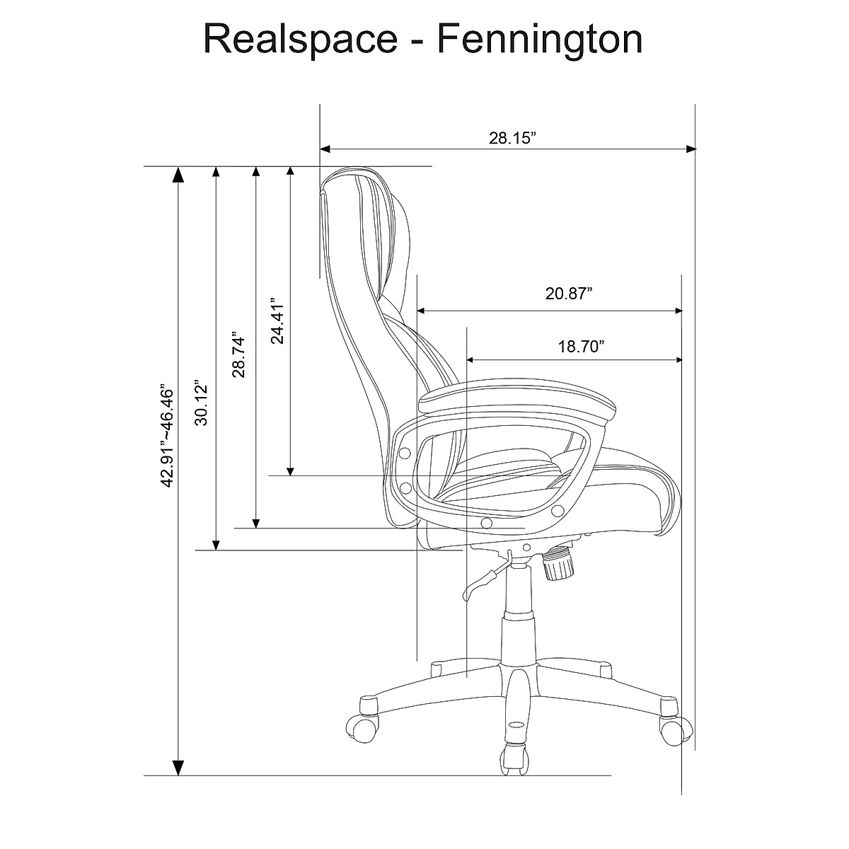 Realspace® Fennington Bonded Leather High-Back Chair, Black