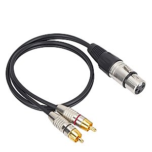 Diyeeni 1 XLR Female to 2 Male Audio Cable, Interconnect Patch Wire Adapter, Y Splitter Patch Cable for Home Theater Audio Equipment, Flexible PVC Sheath(0.5m)