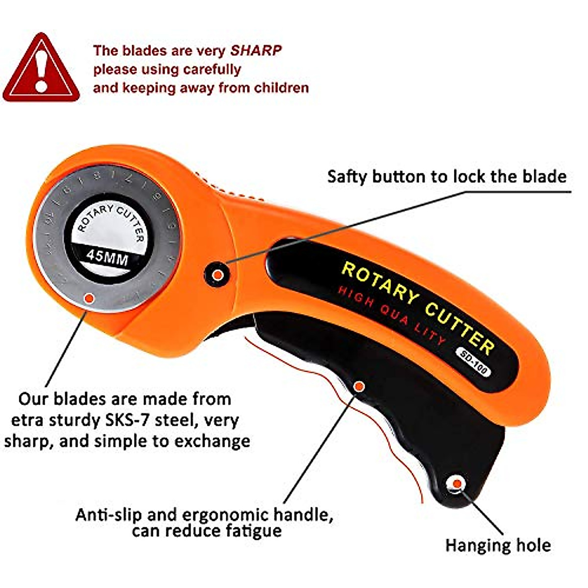 Swiftrans 90 PCS Rotary Cutter Kit, 45mm Rotary Cutter Tool Kit with 5 Extra Blades, A4 Cutting Mat, Patchwork Ruler, Carving Knife, Storage Bag Ideal Craft Supplies Set for Fabric Sewing and Quilting