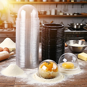 50 Set Clear Plastic Mini Cupcake Boxes Muffin Pod Dome Muffin Single Container Box Wedding Birthday Gifts Boxes Supplies (Black)