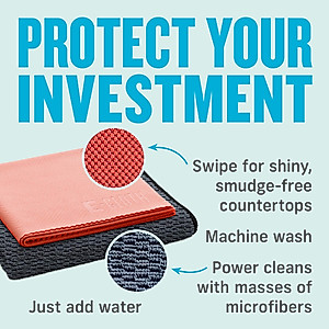 E-Cloth 5-pc Kitchen Bundle, Microfiber Cleaning Cloths Set with Dish Scrubber, Ideal Spotless Cleaner for Granite, Marble, Kitchen, Sink, Dish and Stainless Steel Pot and Pans, 100 Wash Promise