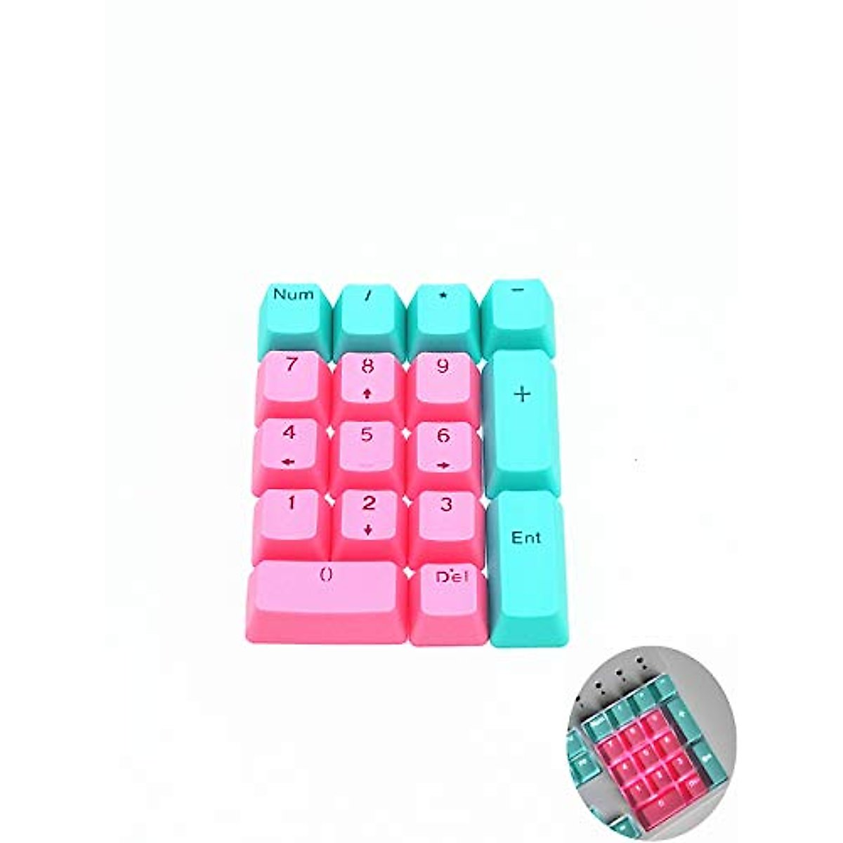 17 Keys Numeric Keypad Numpad Key Cap Number Pad PBT Doubleshot Backlit Keycaps OEM Height ANSI Layout for Cherry MX Switch Gaming 60% 87 104 108 Mechanical Keyboard (Miami NO.1)