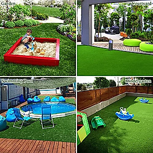 U'Artlines Artificial Grass Rug 4FTX6FT(24 Square FT), 1.2 Inch Realistic Grass Turf Thick Fake Faux Grass Carpet Patio Mat Indoor Outdoor Lawn Landscape for Dogs Garden Backyard Balcony