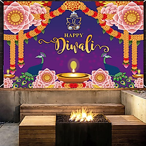 Happy Diwali Backdrop Banner Festival of Lights Diwali Decorations Party Supplies, Deepavali Background Banner for Photo Backdrop
