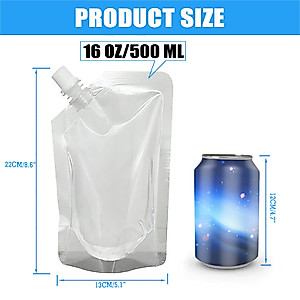 6 Pieces Drinks Flasks Juice Flasks Liquor Pouch Reusable Drinking Flasks Concealable Plastic Flasks for Sneak to go flask, with Funnel (16 OZ)