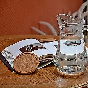 Natural Round Cork Coasters for Drinks with Lip Edge Absorbent Heat and Water Resistant Reusable Durable Saucers for Bar Glass Cup / Mug Coffee Coasters (2, PCS)