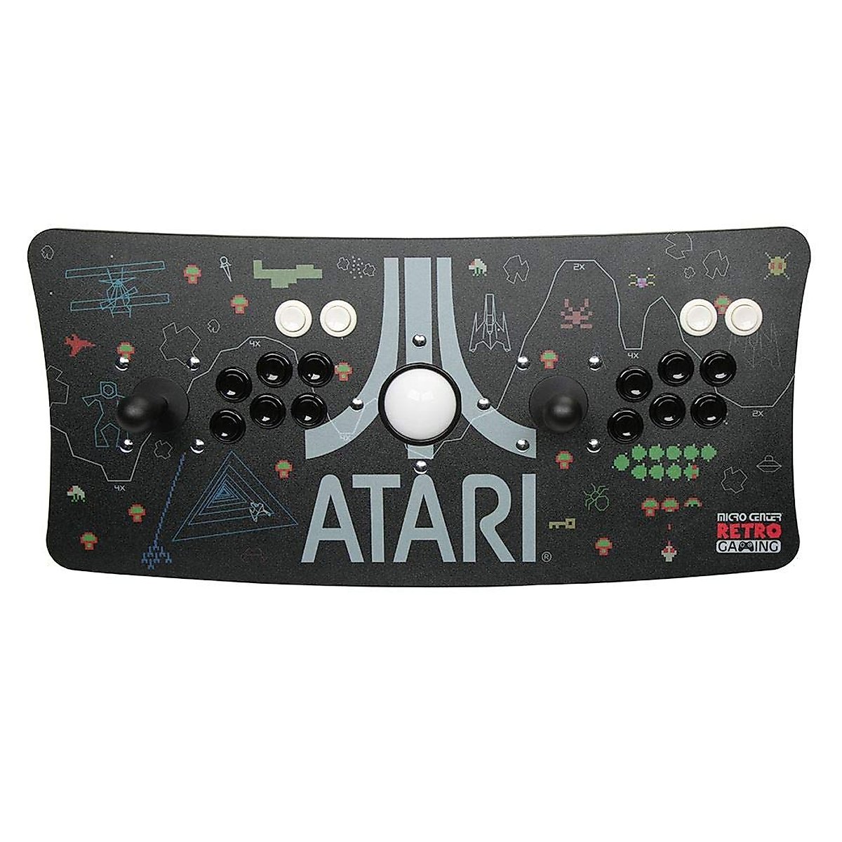 Atari Ultimate Arcade Fightstick USB Dual Joystick with Trackball 2 Player Game Controller Powered by Raspberry Pi 3B+ 1GB RAM 32GB Micro SD Card Preloaded Over 100 Classic Atari Games