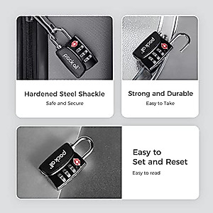 pack all TSA Approved Luggage Lock, Inspection Indicator, Alloy Body, 3 Digit Combination Padlocks, Travel Lock for Suitcases & Bag, Travel Accessories (4 Pack)