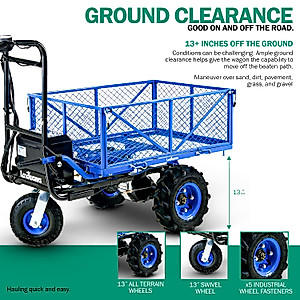 Landworks Utility Service Cart Wheelbarrow Power Wagon Super Duty Electric 48V DC Li-Ion Battery Powered 500LBS Load & 1000LBS+ Hauling Capacity Farm & Garden Dump w/All Purpose Modular Cargo Bed