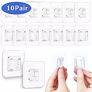 wjq&linyuzi 10pcs Double-Sided Adhesive Kitchen Wall Hook Hanger Strong Transparent Wall Storage Sucker for Kitchen Bathroom Hooks, Clear