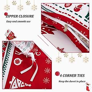 Dobuyly Christmas Duvet Cover Set Queen Reversible Christmas Tree Reindeer Boho Bedding Set 3 Pieces Soft Microfiber Comforter Cover for Bedroom Decor