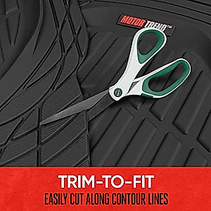 Motor Trend FlexTough Floor Mats for Cars, Black Deep Dish All-Weather Car Mats, Waterproof Trim-To Fit Automotive Floor Mats for Cars Trucks SUV, Universal Floor Liner Car Accessories