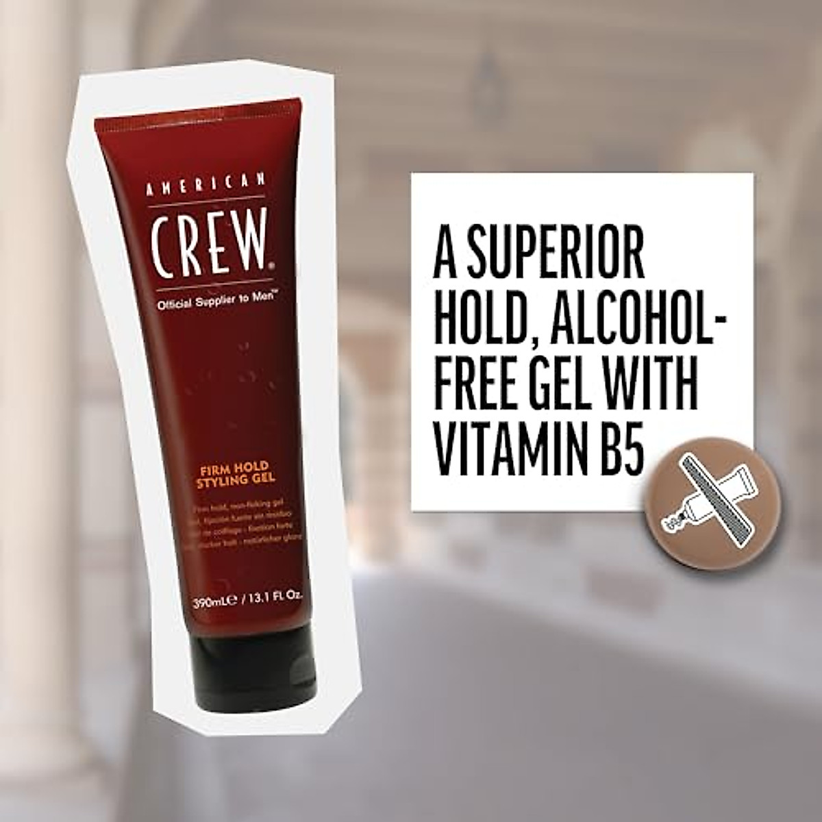 American Crew Men's Hair Gel, Firm Hold, Non-Flaking Styling Gel, 13.1 Fl Oz