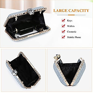 UBORSE Women Clutch Bag Glitter Evening Bag Elegant Evening Purse for Women Wedding Party Purse Handbag(Blue)