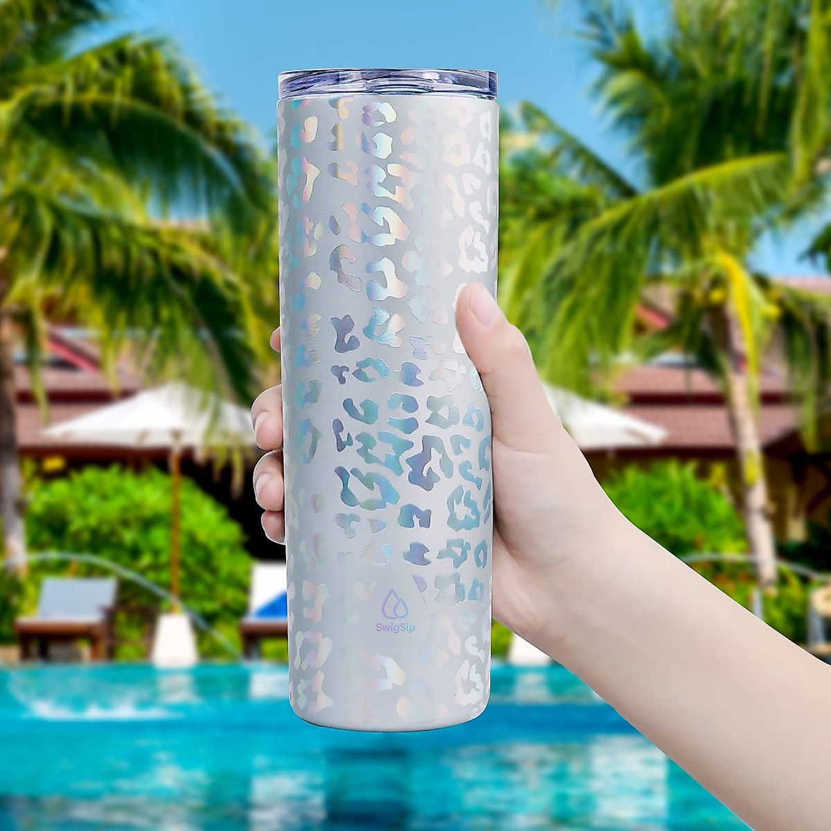 Swig Sip 20oz Skinny Tumblers - Double Wall Stainless Steel Vacuum Insulated Travel Coffee Mug Bridesmaid Gift (Laser Silver)