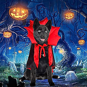 Dog Cape Costume - Halloween Pet Costumes Cat Vampire Cloak, Funny Cosplay Dress Devil Wizard Outfit, Dog Witch Clothes for Small Medium Dogs Cats Puppy, Dog Mantle Apparel for Halloween Party