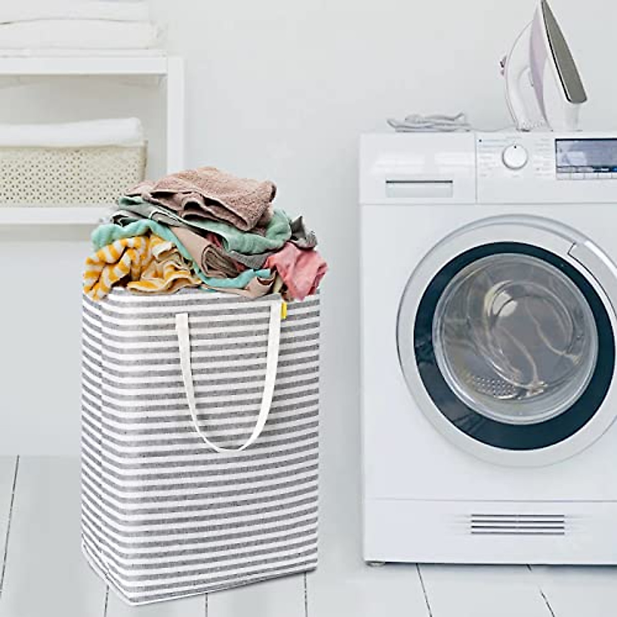 Homlikelan 2-Pack 77L Laundry Hamper with Handles,Collapsible Large Laundry Basket,Freestanding Storage Basket,Clothes Hamper for Toys Clothes Organizer Grey