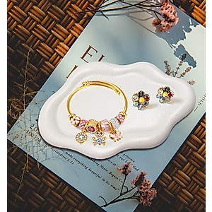 Ceramic Jewelry Dish for Women, Jewelry Tray Trinket Dish, Cloud Tray Jewelry Plate, Watch Keys Tray Ring Dish Holder for Mother's Day/Christmas/Thanksgiving/Birthday Gift, Spotted White