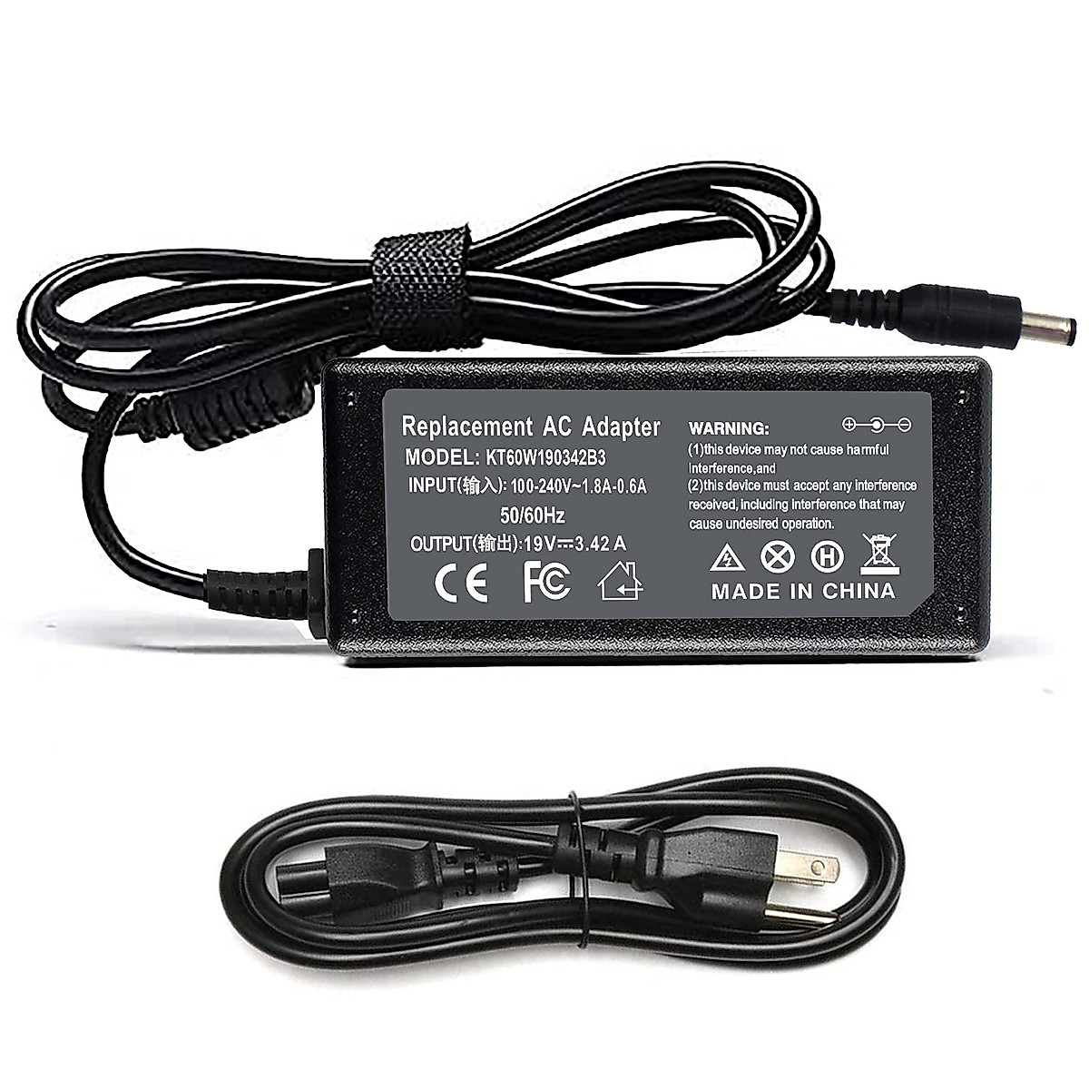 65W 19V 3.42A Laptop Charger for Toshiba Satellite C55 C55D C55T C655 C655D C675 C855 C855D L55 L655 L675 L745 L755 L775D L855 P755 P845T P855 P875 Portege Z30 Z930 Z830 Power Supply Cord