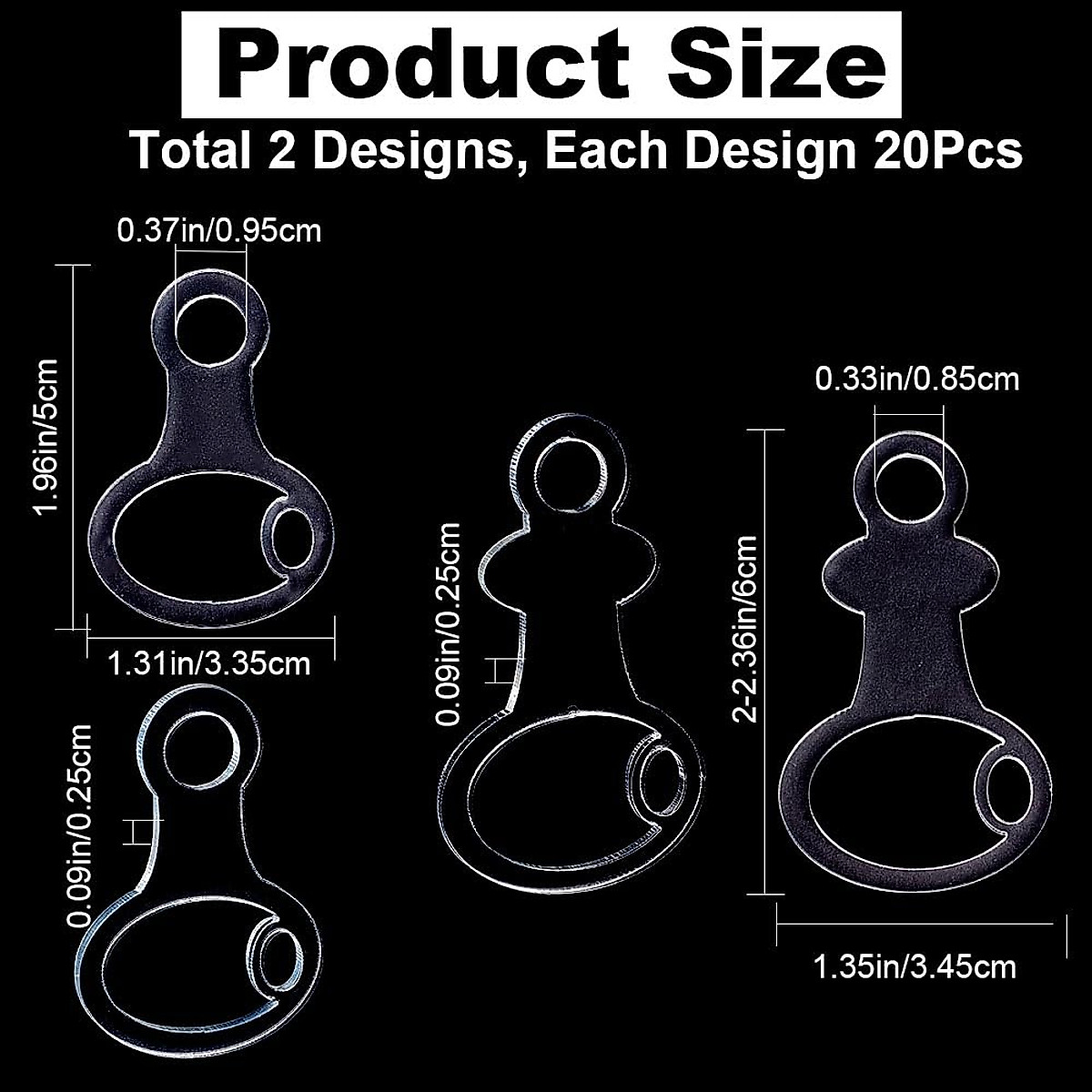 CRASPIRE 40Pcs 2 Size Acrylic Floss Bobbins Clear Embroidery Thread Transparent Drops Key Shape Cross Stitch Chips Sewing Board Organizers with Box for Craft DIY Storage