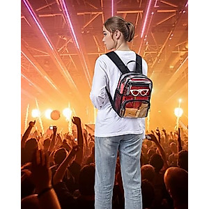 MAY TREE Small Clear Backpack Stadium Approved for Women Clear Bag for Stadium Events Concert Sporting, Black