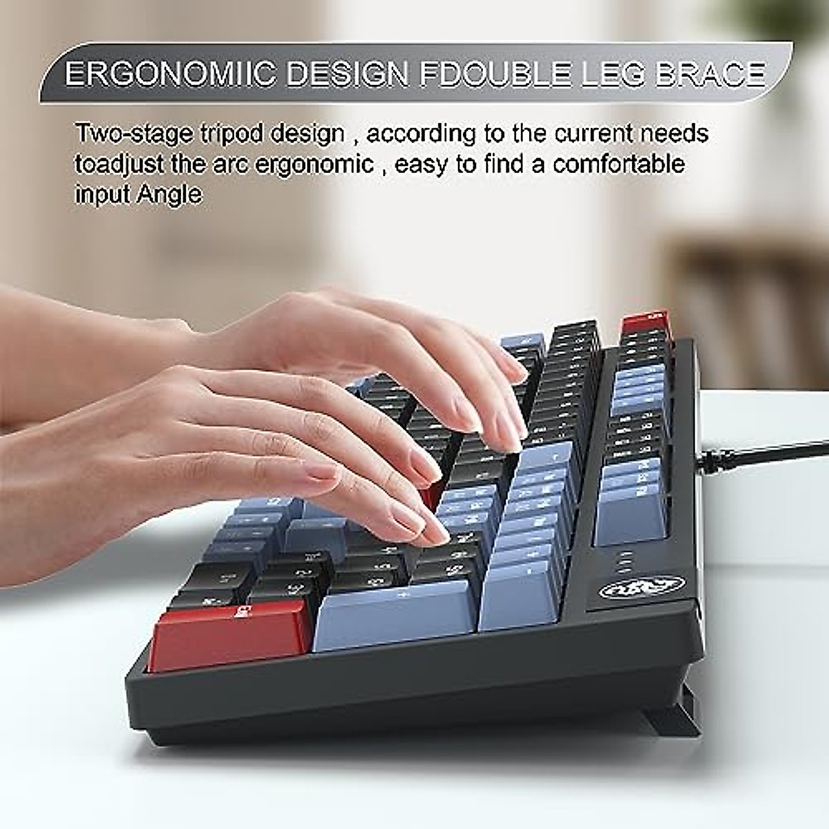 MageGee Mechanical Gaming Keyboard MK-Armor LED Blue Backlit and Wired USB 104 Keys Keyboard with Brown Switches, for Windows PC Laptop Game(Blue&Black)…