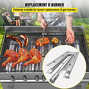 VEVOR Replacement U Burner, Stainless Steel Grill Burners, 3 Packs BBQ Burners Replacement, Grill Burner Replacement w/ 16.1" Length Barbecue Replacement Parts w/ Evenly Burning for Premium Gas Grills