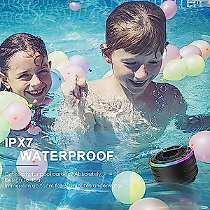 BassPal Bluetooth Speakers, IPX7 Waterproof Shower Speaker, Portable Speaker with LED Display, FM Radio, Suction Cup, Light Show, Built-in Mic, Best Gifts for Pool Beach Home Party Travel Outdoors